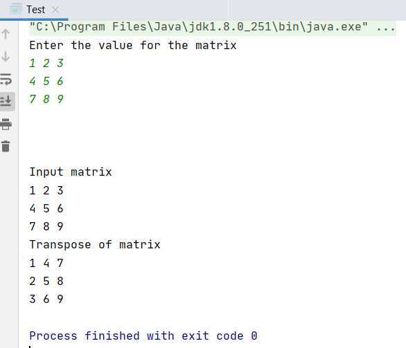 Transpose of Matrix in Java - CS Academy