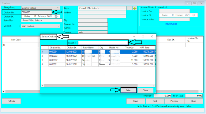 Challan Creation Help Guide