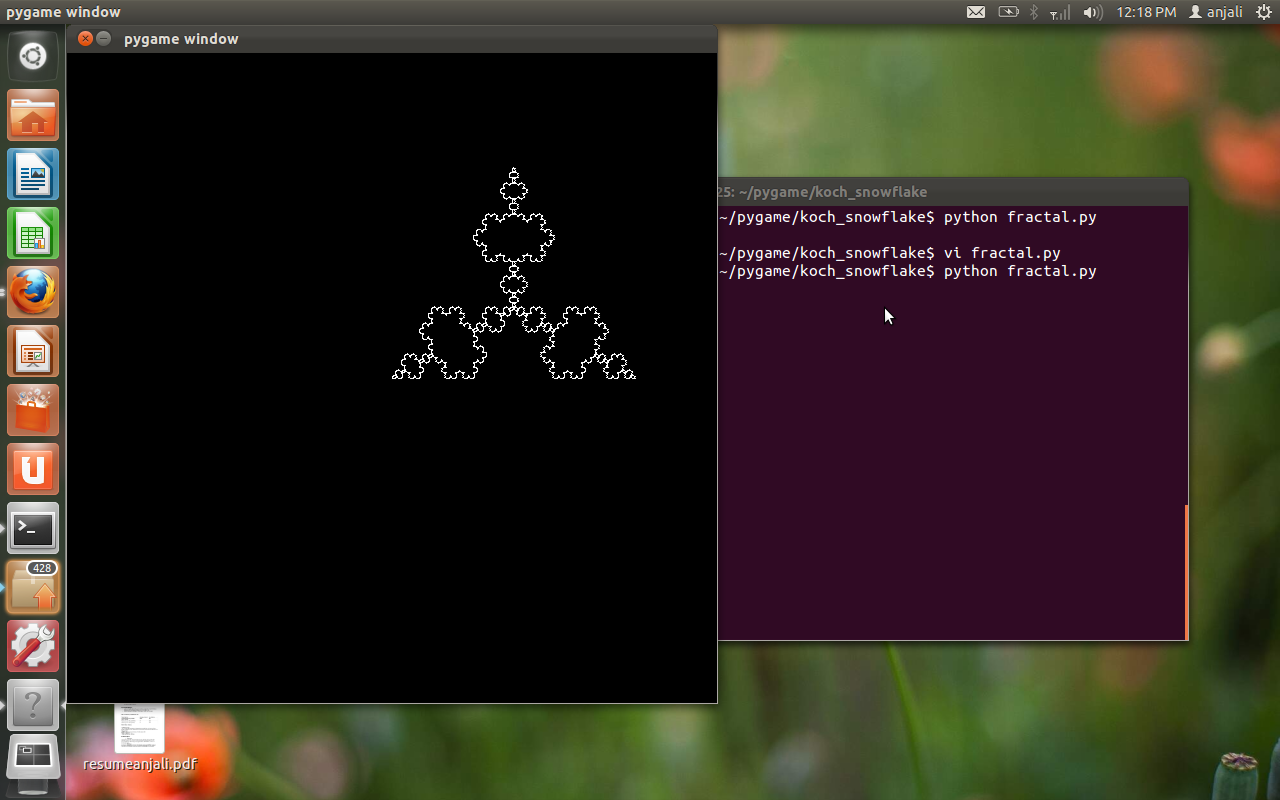 Experiments with Linux: KOCH'S SNOWFLAKE- A Mathematical Curve