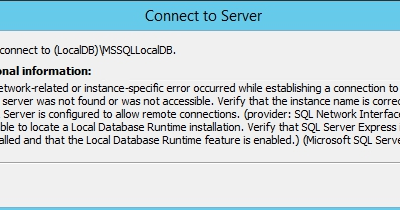 Cannot connect to localdb