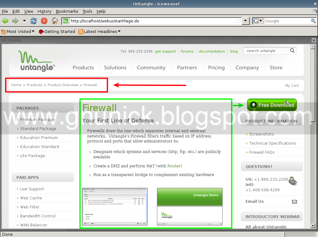 Untangle, Configurando Proxy (Web Filter Lite) y Firewall | gnunick