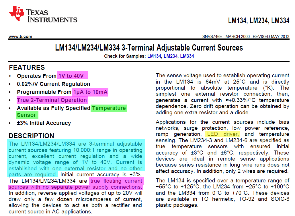 LM334 Constant Current Source Test - Part 1/5 (Small current (7mA ...