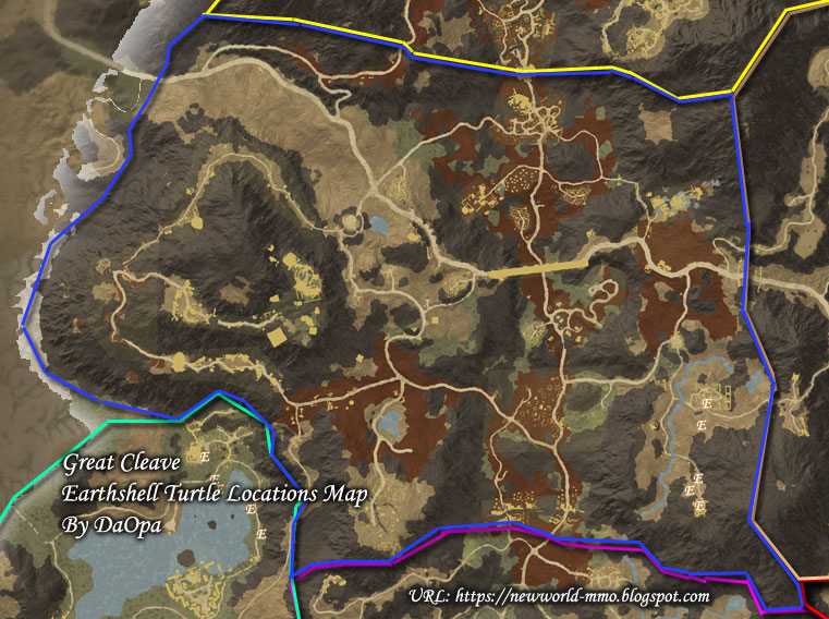 New World: Great Cleave earthshell turtle map