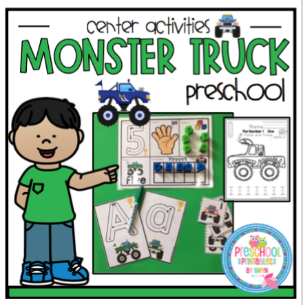Monster Trucks Center Activities ~ Preschool Printables