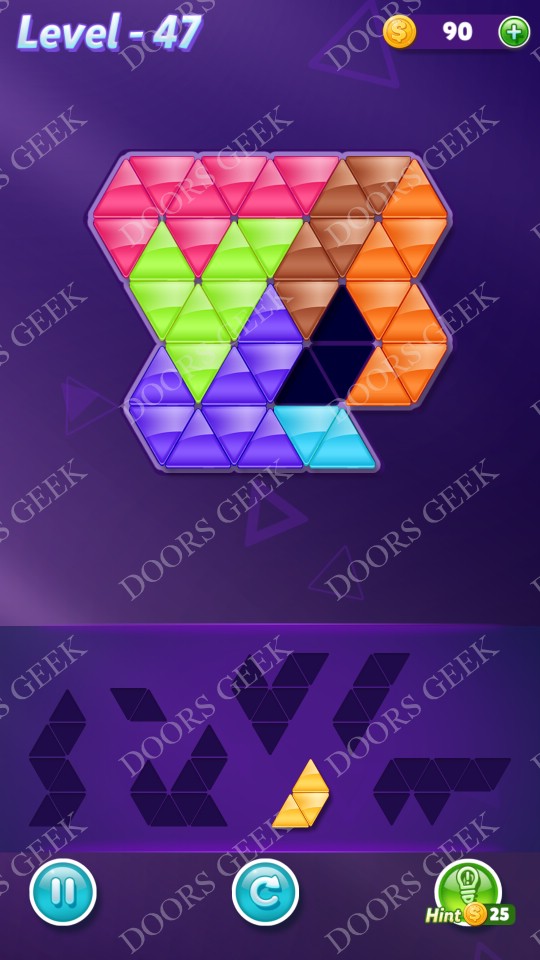 Block! Triangle Puzzle Advanced Level 47 Solution ~ Doors Geek