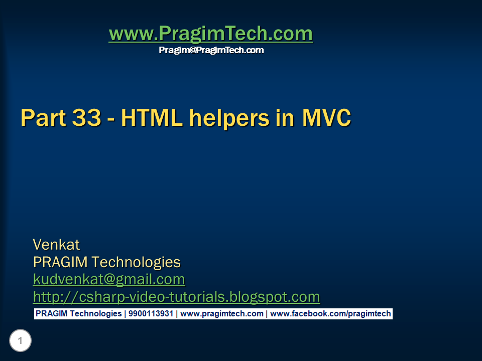 Sql Server Net And C Video Tutorial Part 33 Html Helpers In Mvc