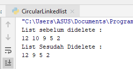Program Python Delete Circular Linked list - GF Koding