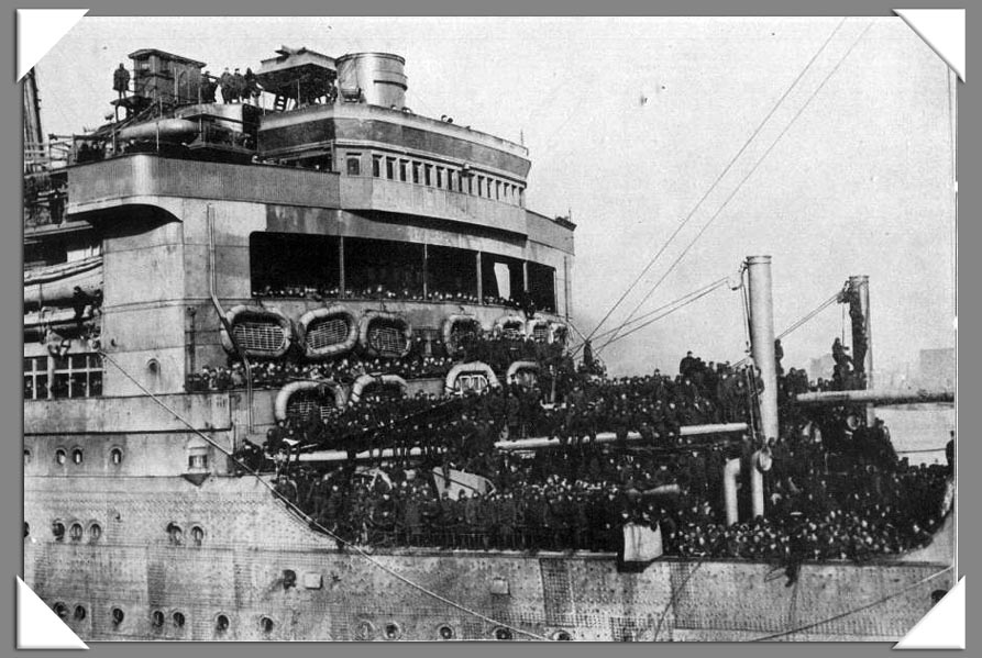USS Leviathan , AEF troopship (carried as many as 14,000 per trip)