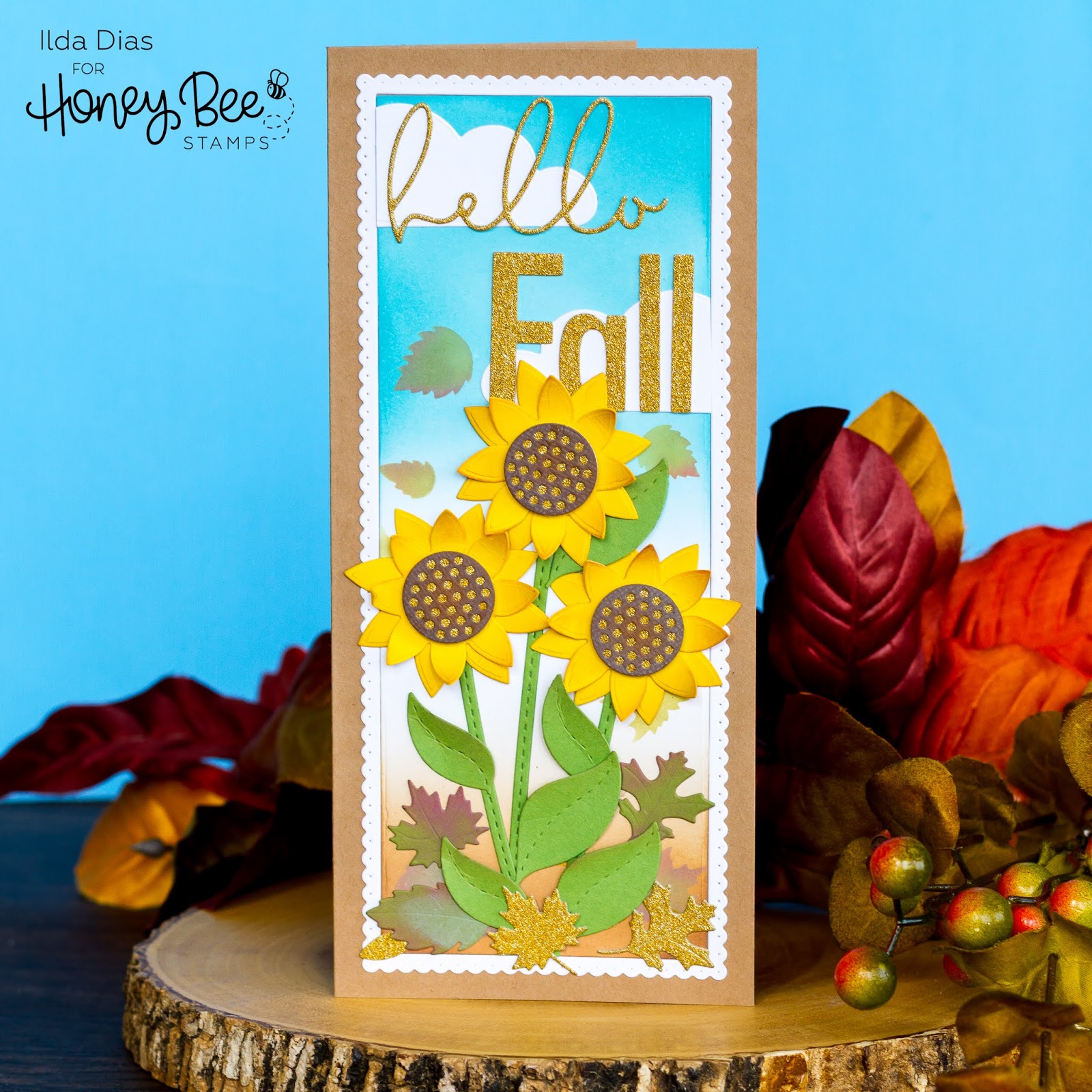 I Love Doing All Things Crafty: Hello Fall Sunflower Slimline Scene ...