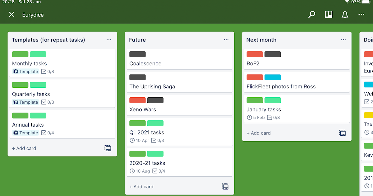 Board Games - Creation And Play: Trello