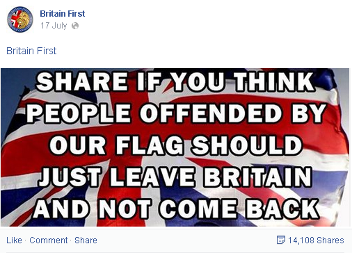 Facebook Likes and Shares come first for Britain First