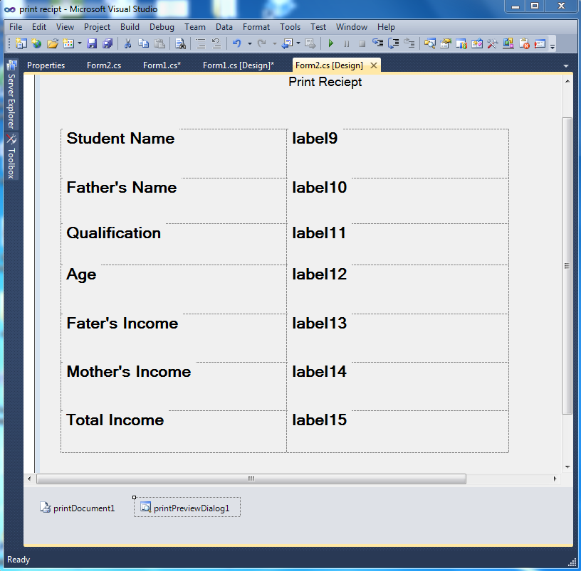 How can Take Print Receipt and Save the Data in Database in Windows ...