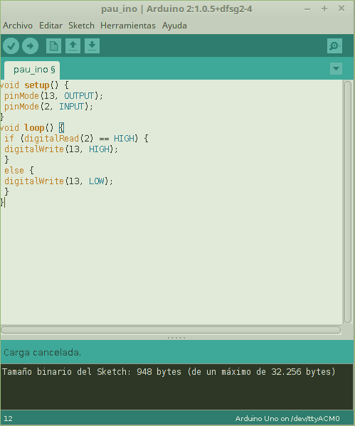 Programación Arduino Informática : PRÁCTICA 2 ENCENDER LED CON PULSADOR