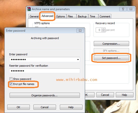 How to create password on rar file