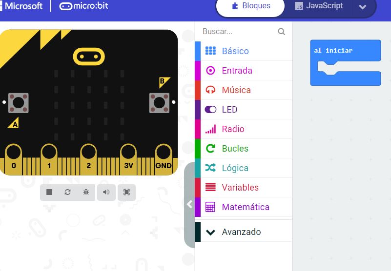 Codificar la micro-bit utilizando la pagina https://makecode.microbit.org/