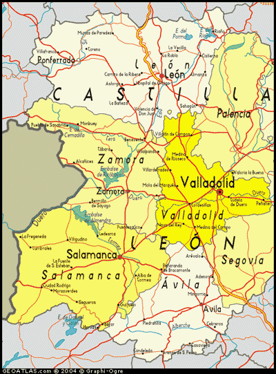 Castile and Leon Tourism Map Area | Map of Spain Tourism Region and ...