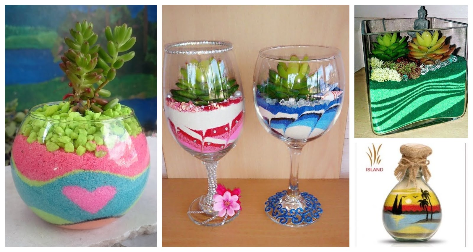 Te enseño cómo hacer hermosos terrarios con arena de colores ~ Belleza ...