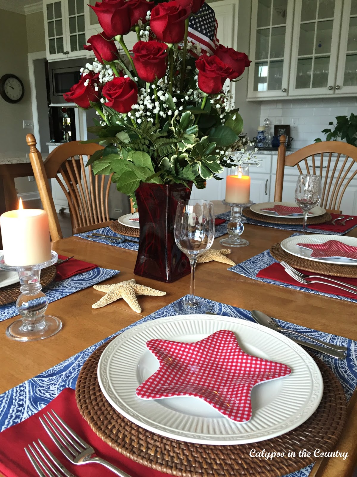 Patriotic Table Setting in the Kitchen - Calypso in the Country