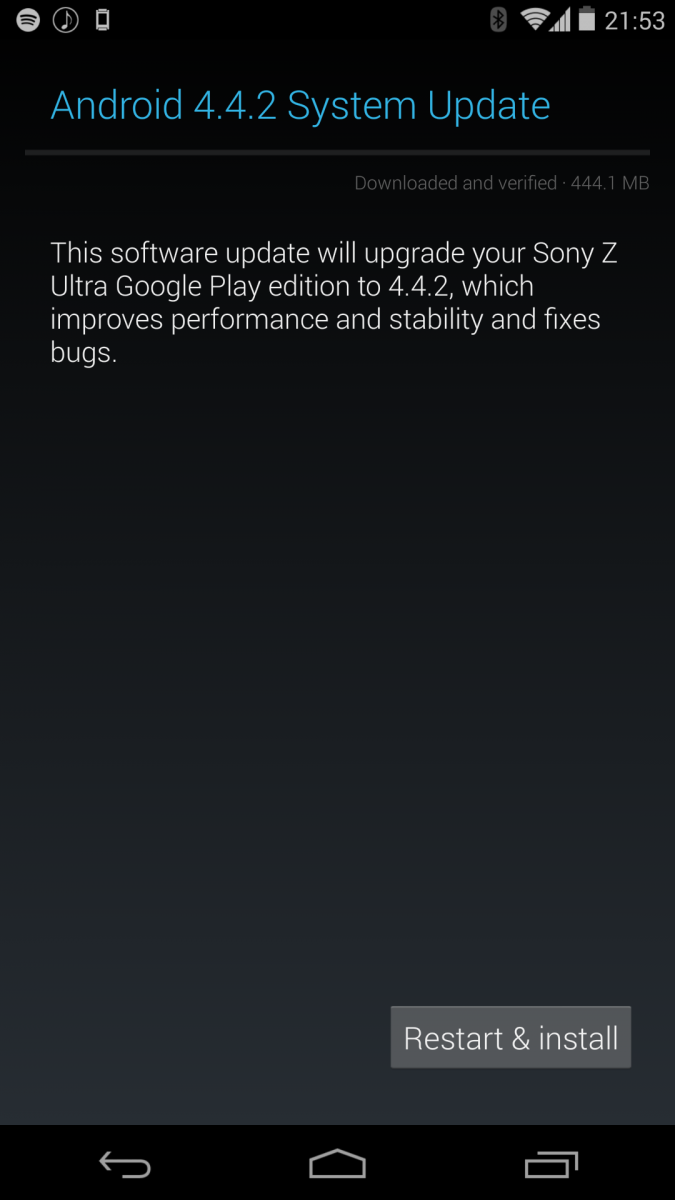 Android 4.4.2 KitKat update for Sony Z Ultra Google Play Edition ...
