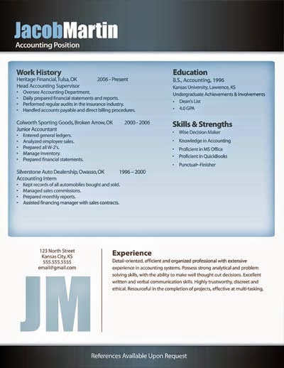 Basic Resume Example : Modern Blue Column with Dark Blue Header | Basic ...