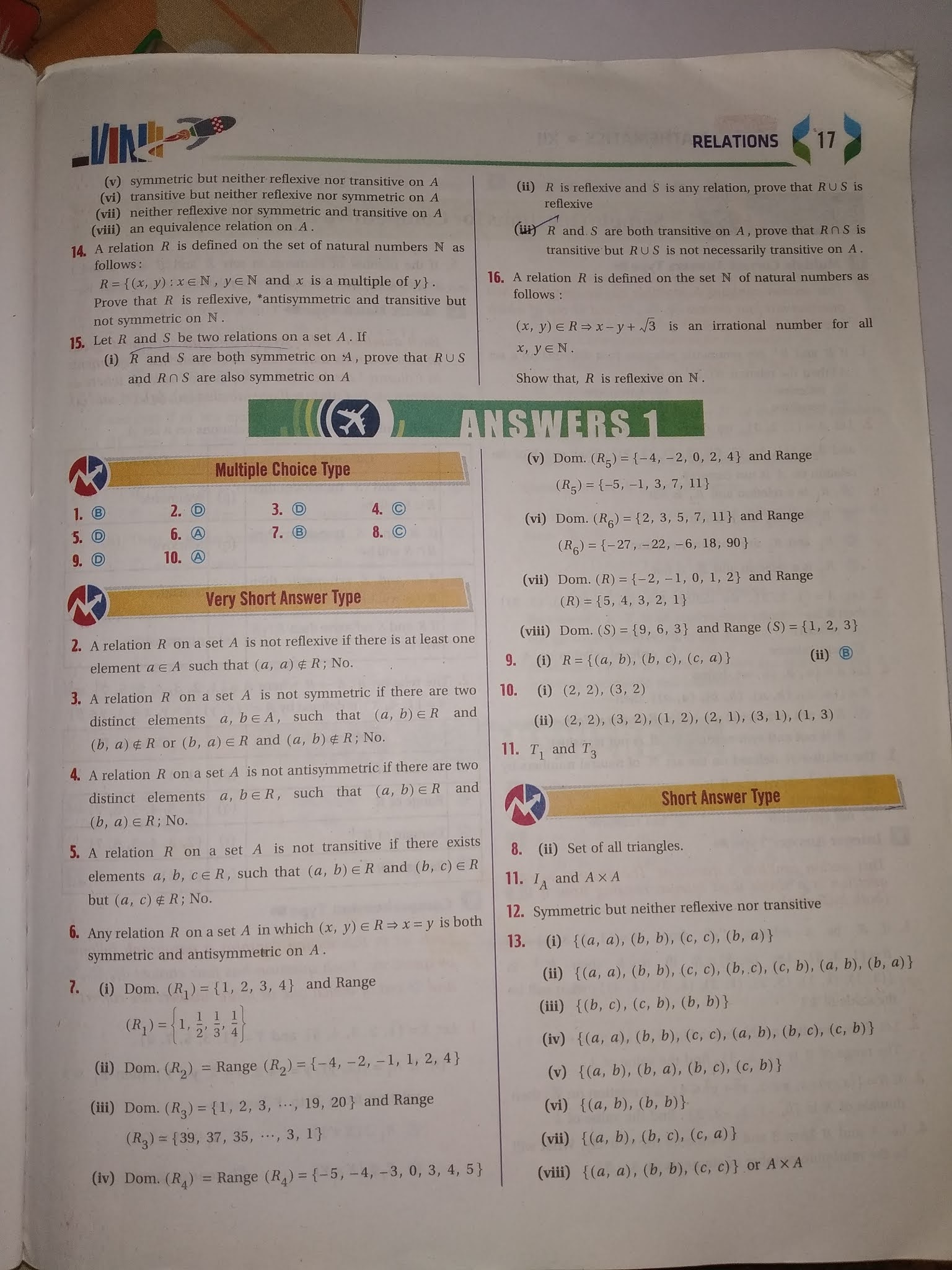 Class 12 Sn Dey Maths Book Free Pdf Download Of Excercise Of Relations Mapping Or Functions