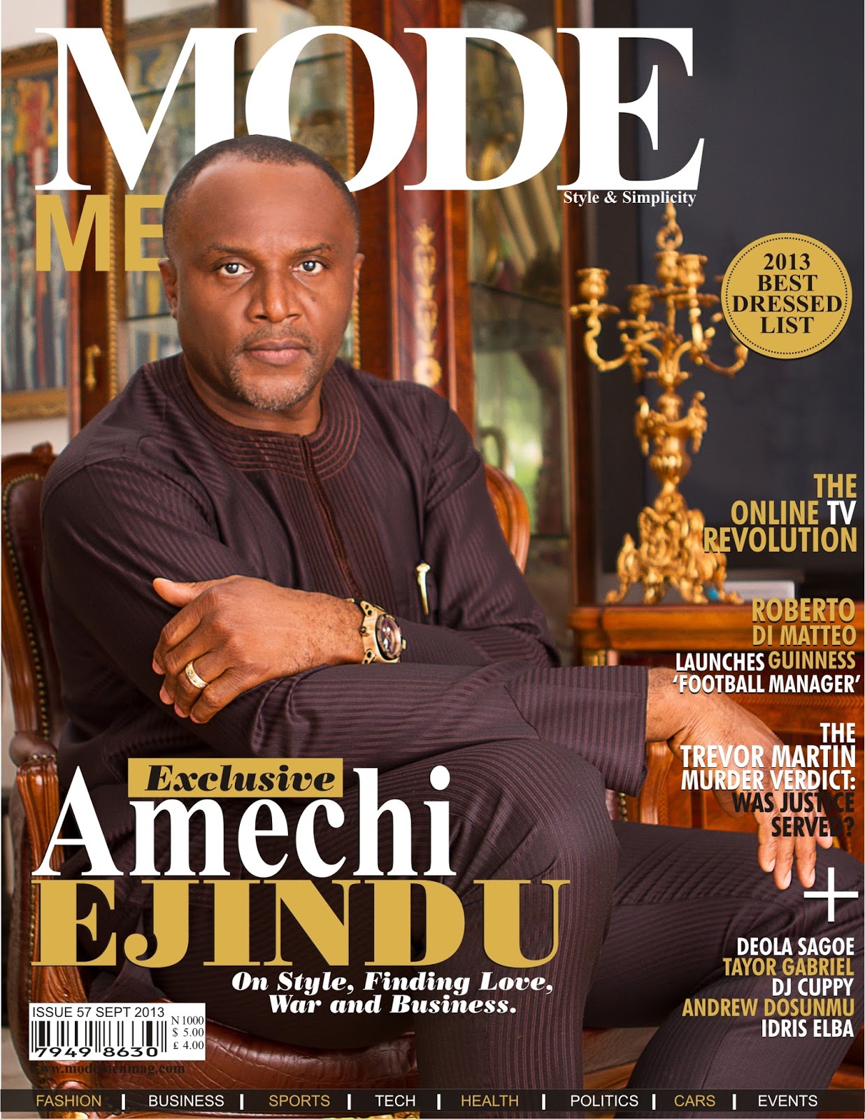 Maestro's Media: CHIEF AMECHI EJINDU COVERS THE NEW EDITION OF MODE MEN ...