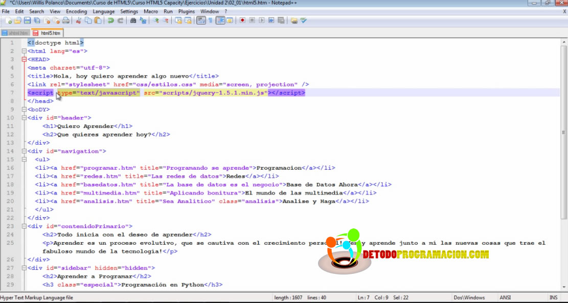 Videocurso: Desarrollo y Programación Web HTML 5 Español ...