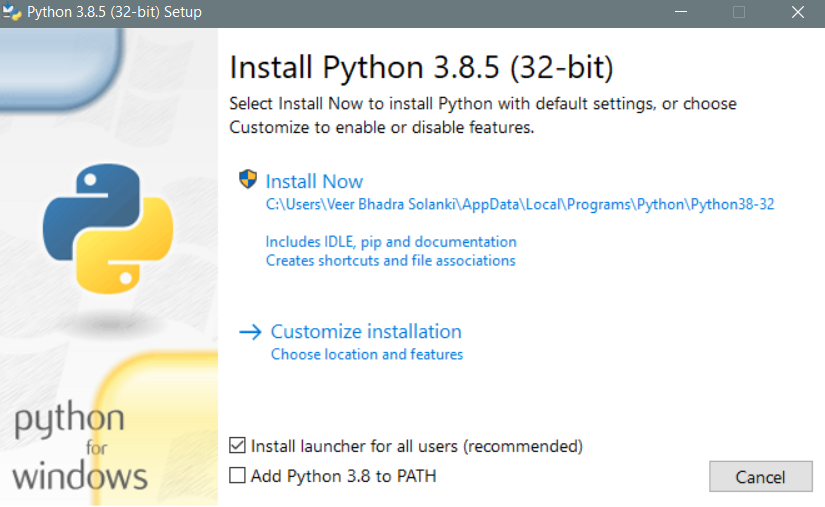 Install Python 3.8.5 Windows 32/64 bit | Download & Installation