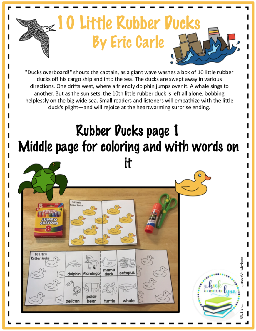 10 RUBBER DUCKS FREE BOOK CRAFT ~ Book Units by Lynn