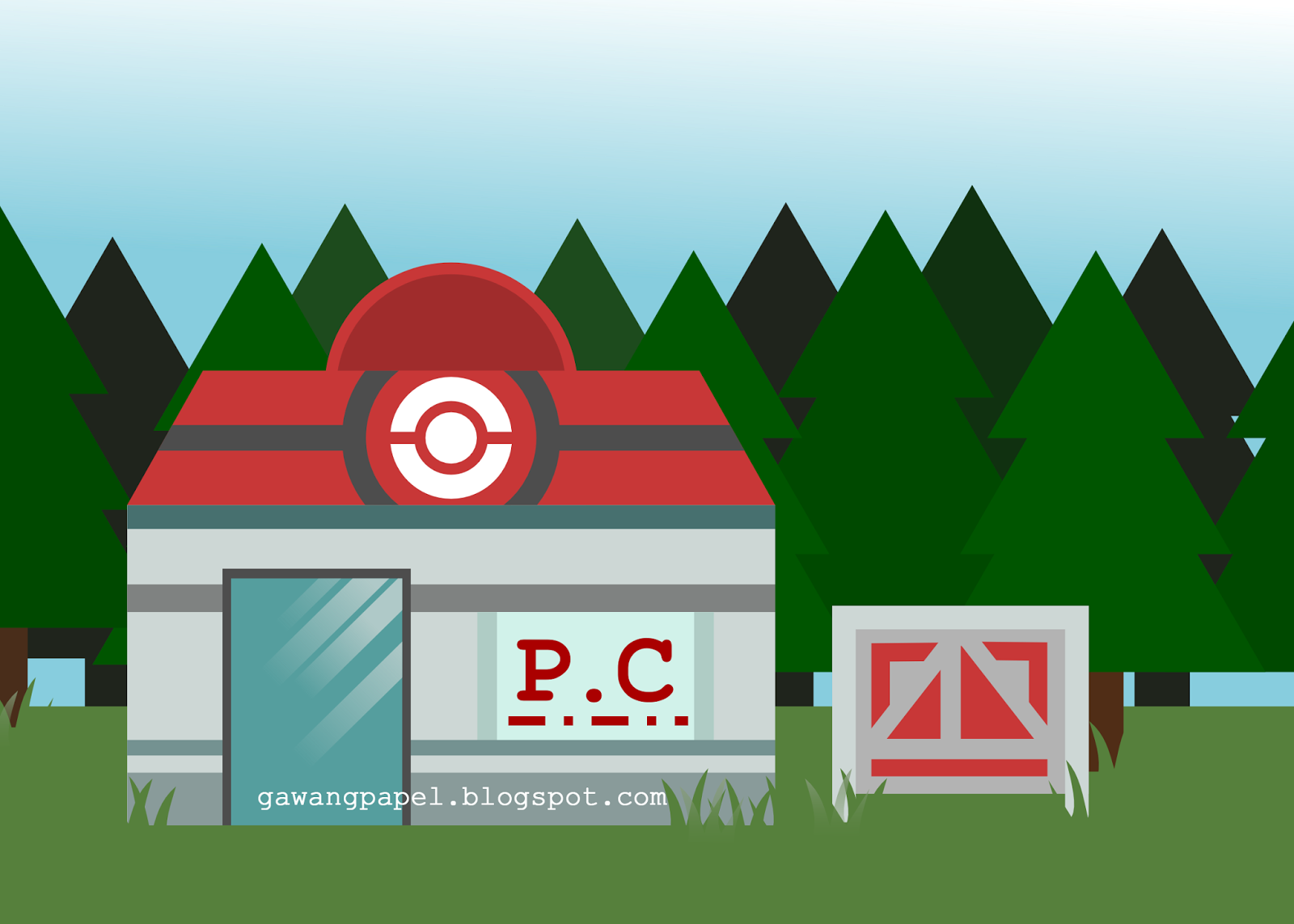 Gawang Papel: Pokemon Ruby/Sapphire: Building #1 - Pokemon Center