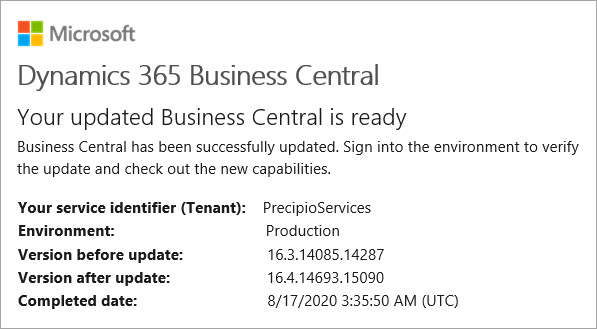 Steve Endow The Blog Why Business Central Is Amazing 1 Automatic Upgrades