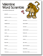 6 Easy Valentine's Day Word Scramble for kids