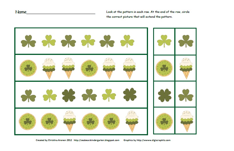 Classroom Freebies Too: A free St. Patrick's Day Pattern Page for You!