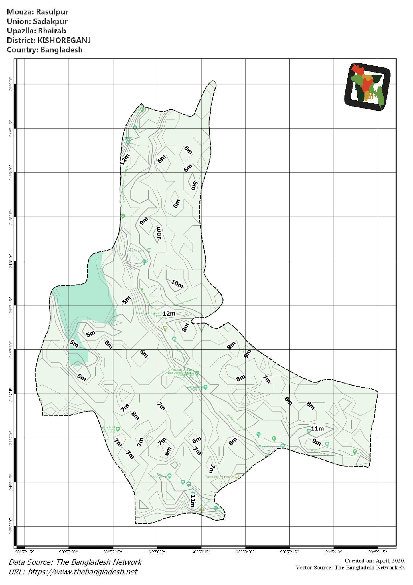 Map of Rasulpur Mouza, Bhairab, Kishoreganj