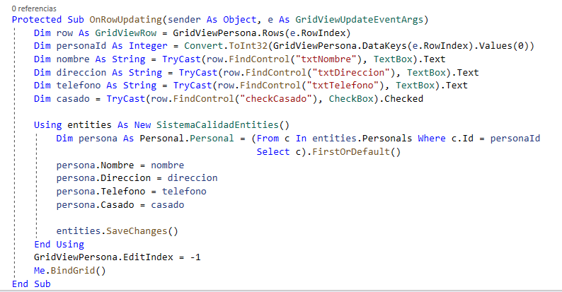 Ligth Knight: CRUD con Entity Framework en ASP.NET y VB.NET, usando un DataGridView.