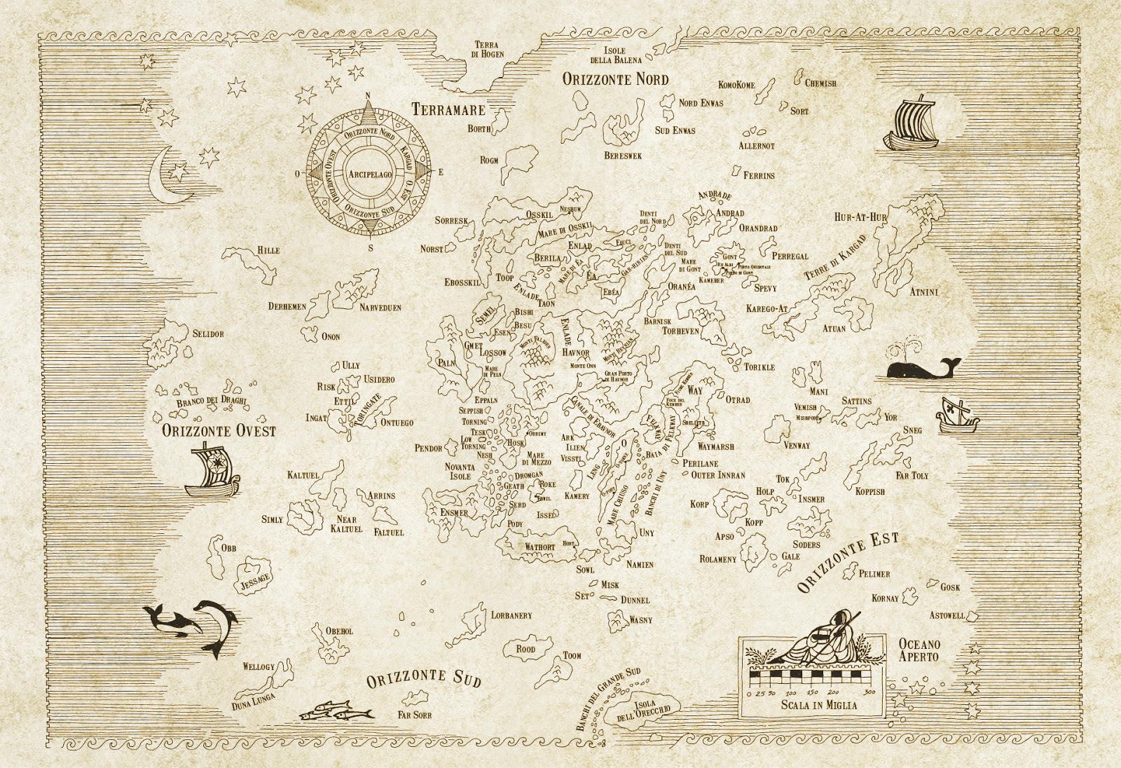 La mappa della Saga di Terramare di Ursula K. Le Guin - Opera Spaziale