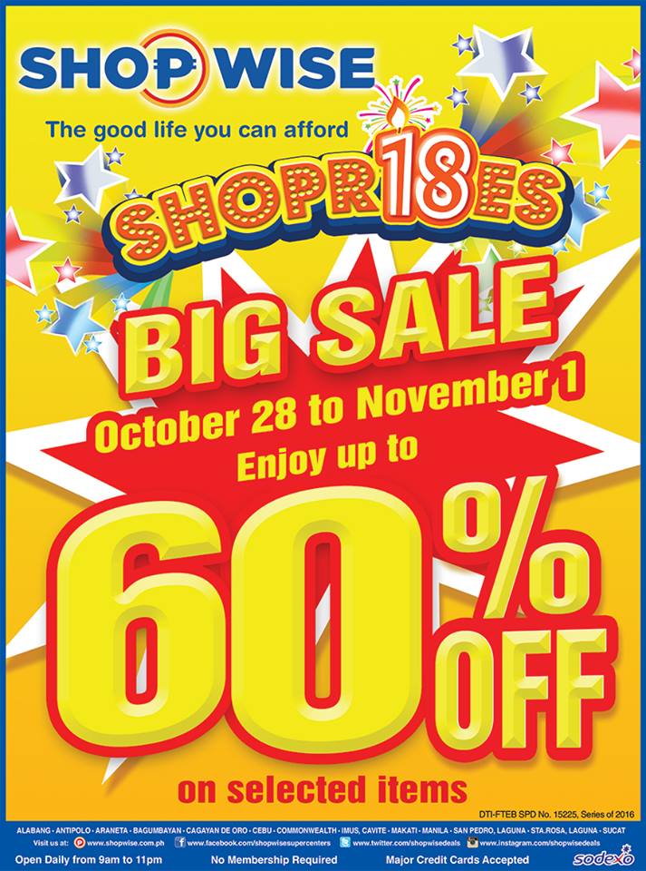 Manila Shopper: Shopwise Big SALE: Oct-Nov 2016