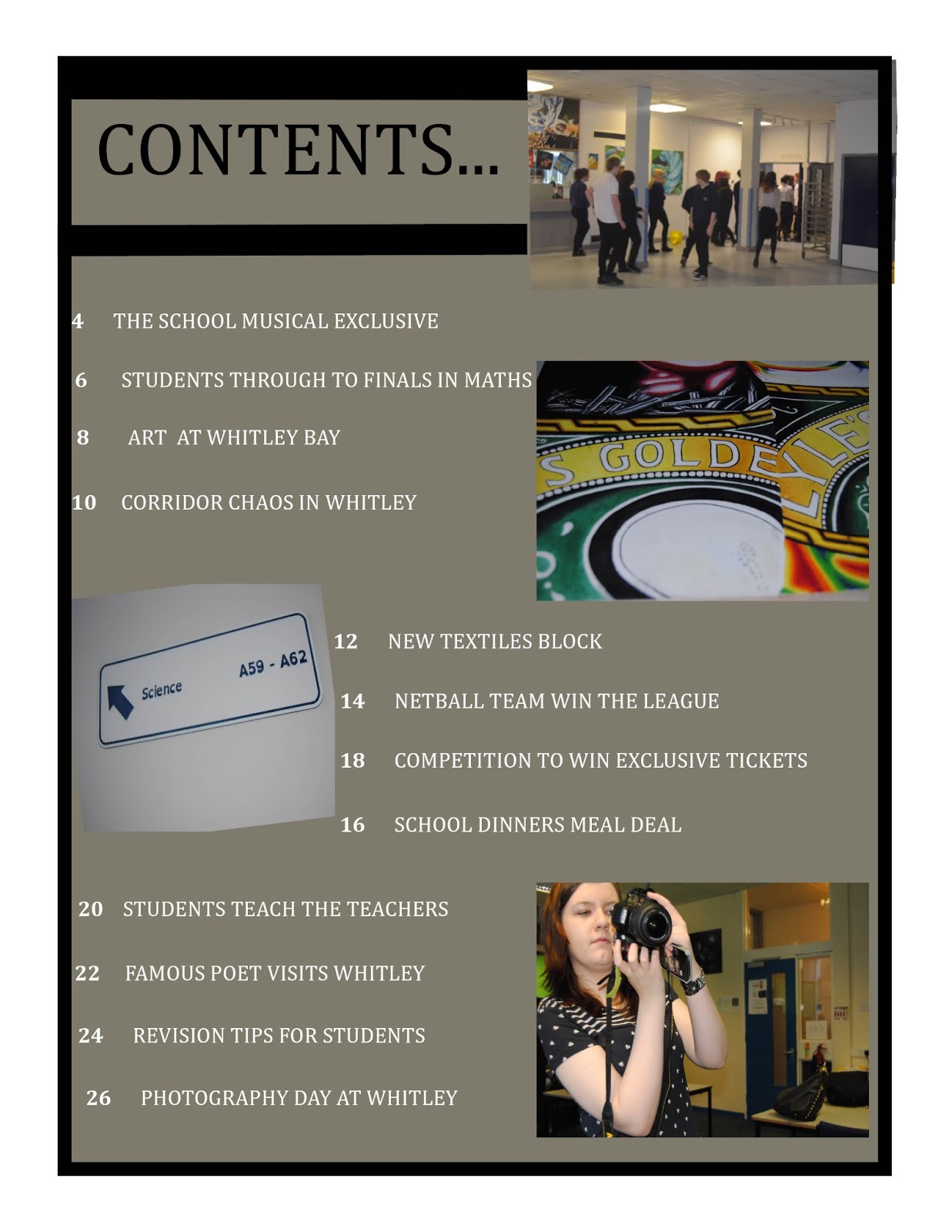 Music Magazine : Finished School Magazine Contents Page