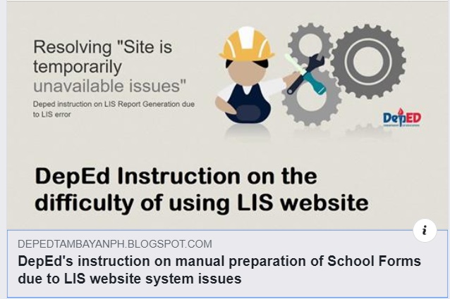 LIS School Forms Report Generation Update - Deped Tambayan