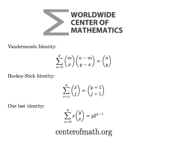 The Center of Math Blog: Combinatoric Identities