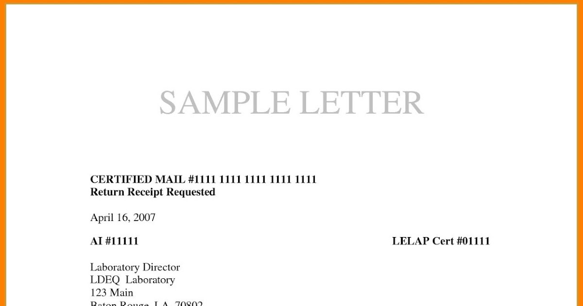 Certified Mail Letter Template ~ Resume Letter