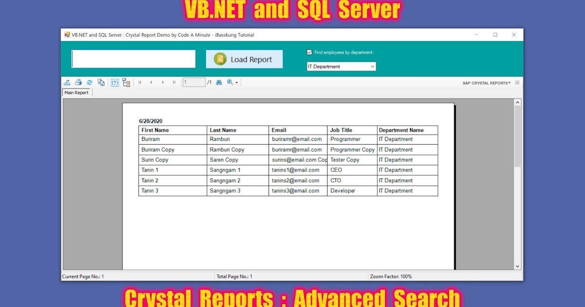 Visual Basic .NET and SQL Server : Crystal Reports : Simple and ...