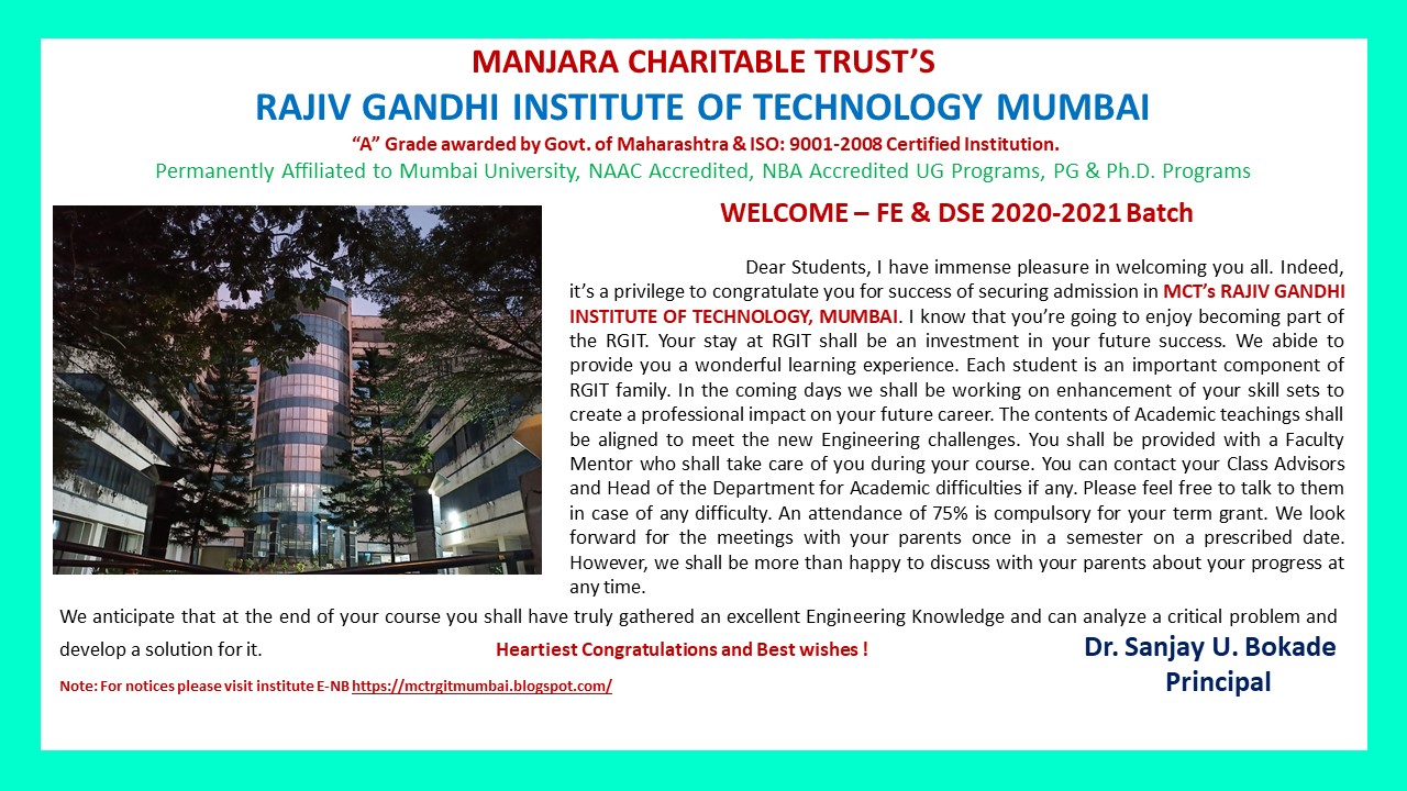 Computer Engineering MCT'S RGIT - MUMBAI: Welcome FE and DSE 2020-2021 ...