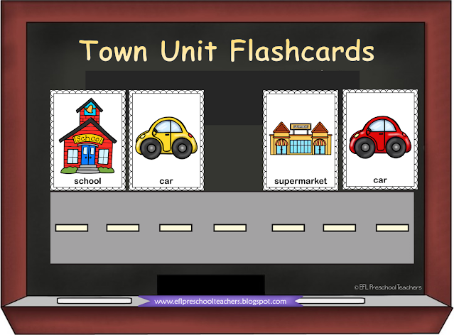 ESL/EFL Preschool Teachers: Town Unit Flashcards for Kindergarten ELL