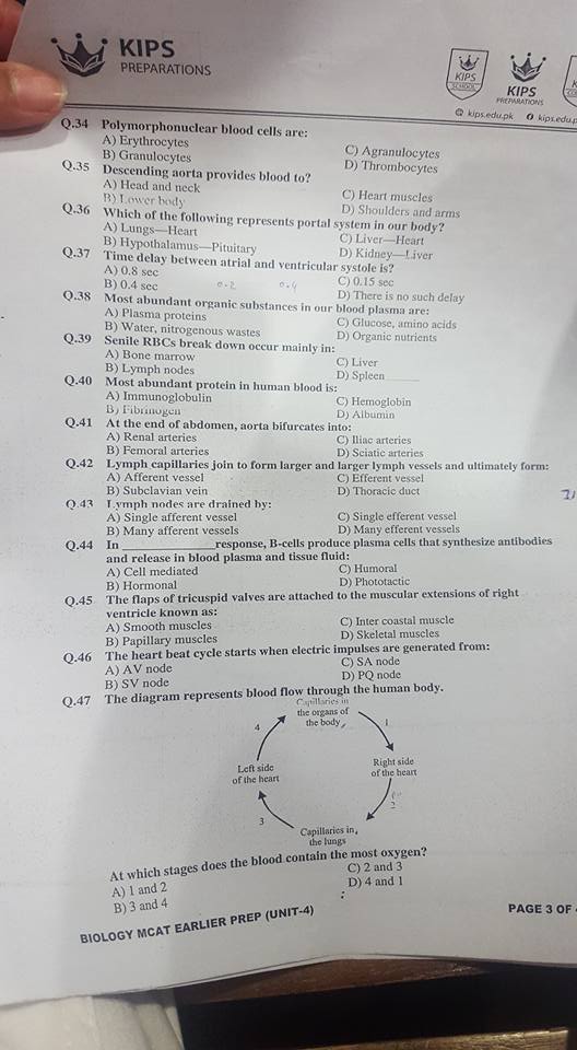 All Exam Soloutions And Notes: Biology Kips unit wise test Of Mcat 2016