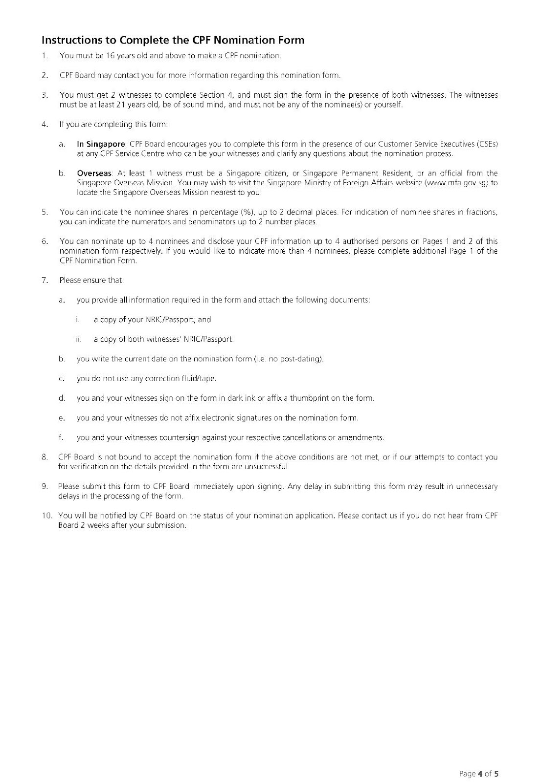 Forms19: C.P.F Nomination Form