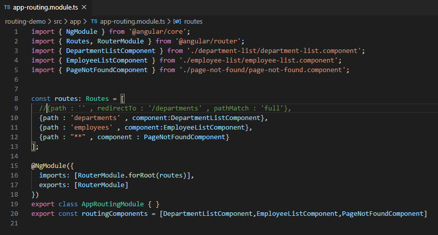 Routing and navigation in Angular