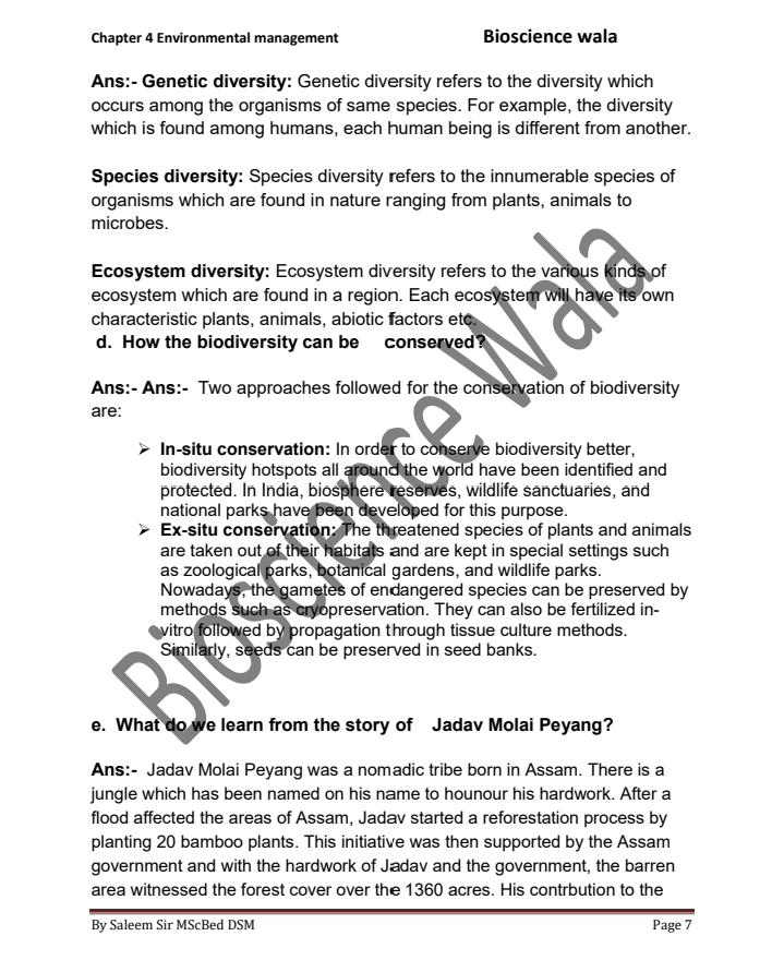 10th Class Science 2 Chapter 4 Textbook Solution - Bioscience wala