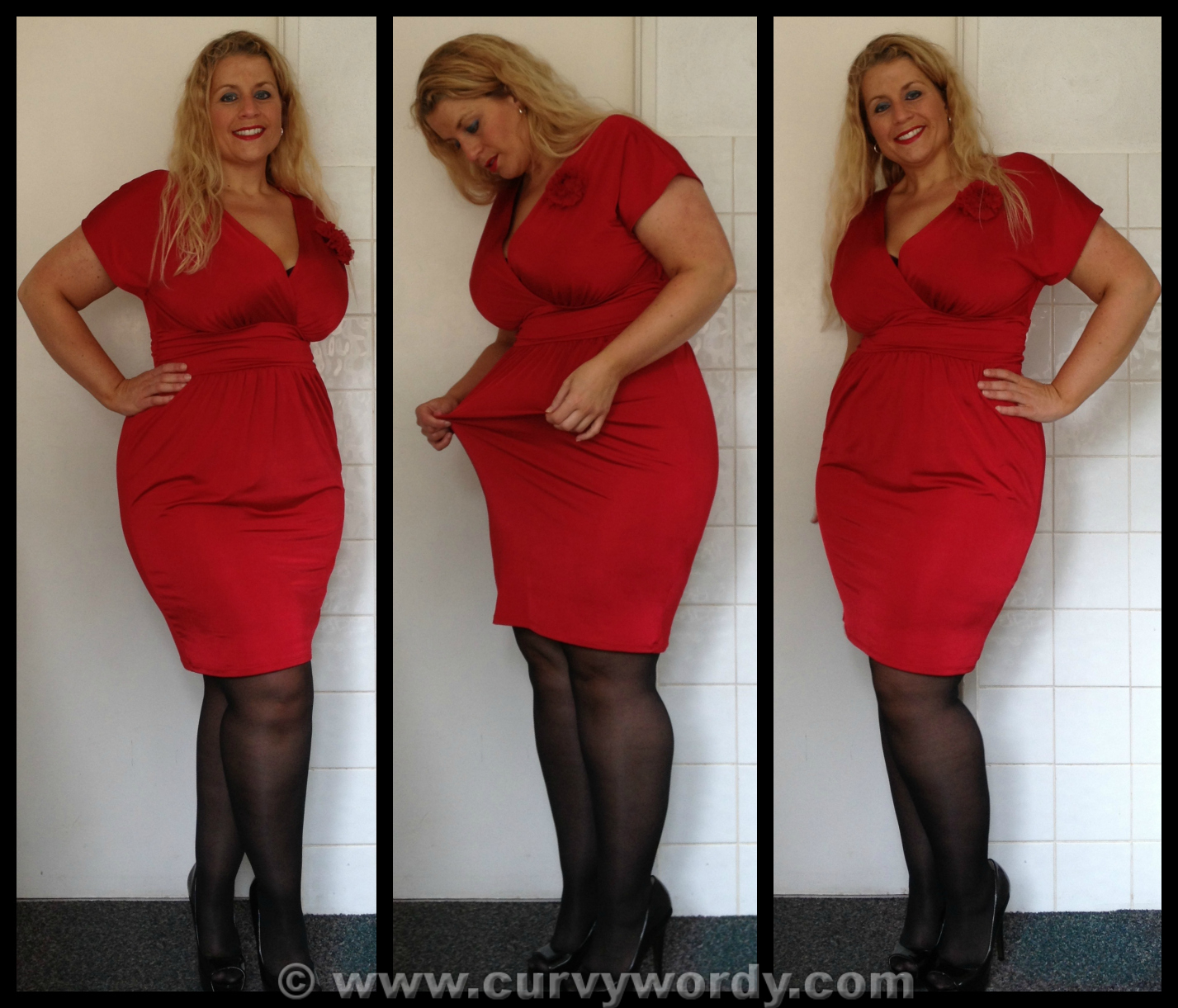 Pepperberry Bravissimo Red Corsage Kimono Dress 14RSC - Curvy Wordy