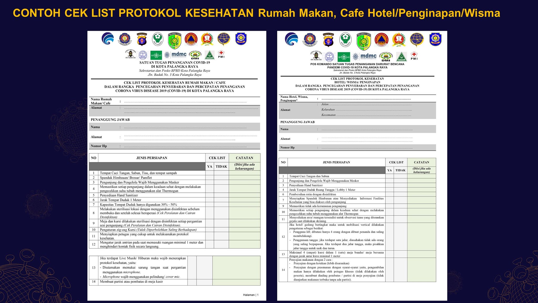 Contoh Cek List Protokol Kesehatan | Materi PPKM Mikro - Yandi Novia